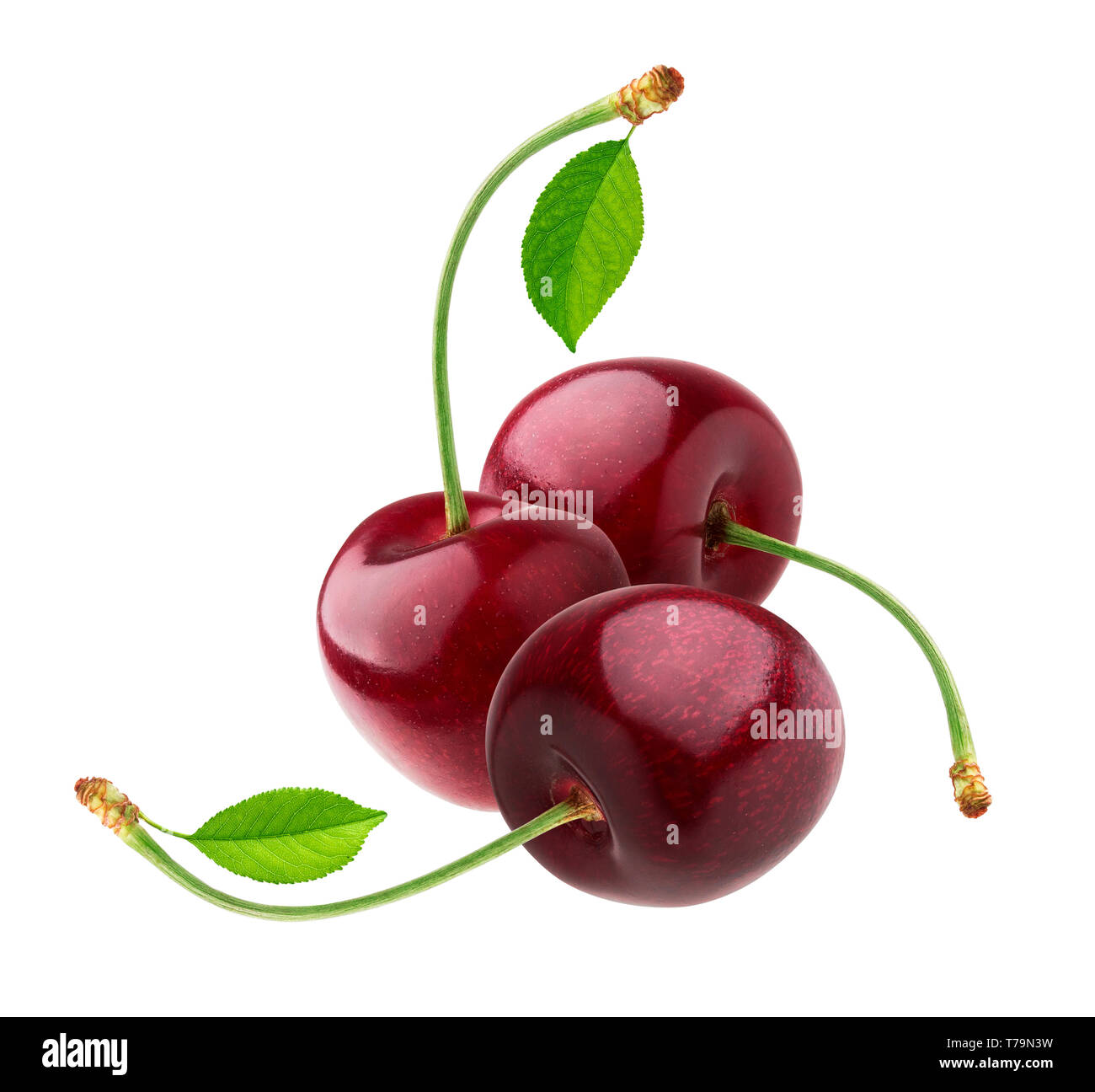 Cherry isolated on white background with clipping path, three cherries ...