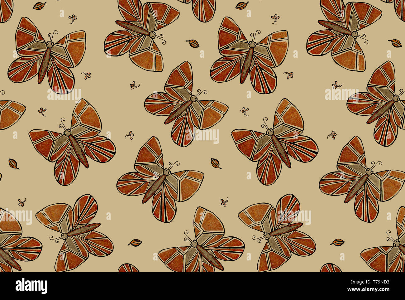 Beige batterfly seamless pattern for fabric, clothes Stock Photo - Alamy