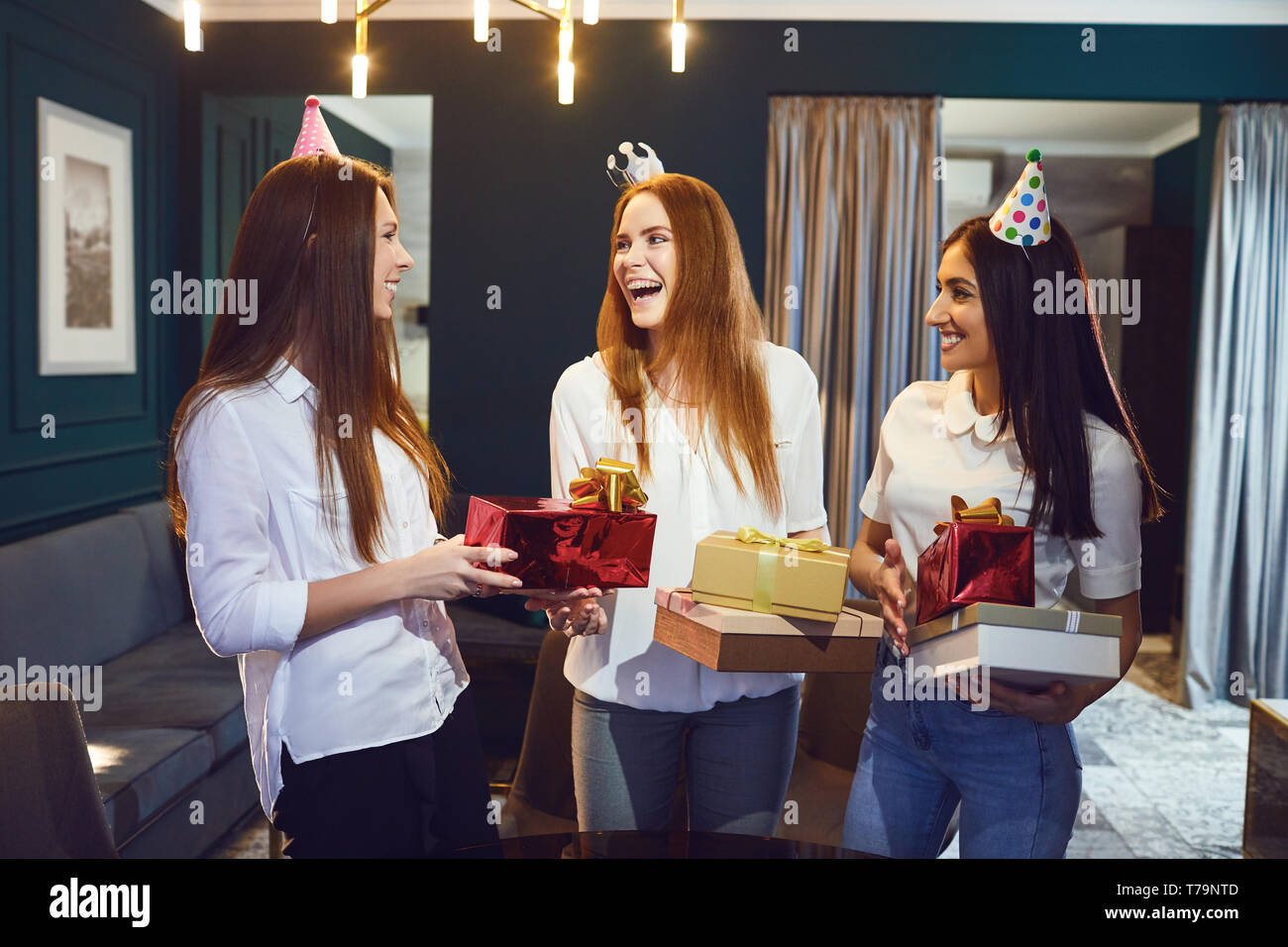 Woman cake birthday surprise hi-res stock photography and images - Alamy