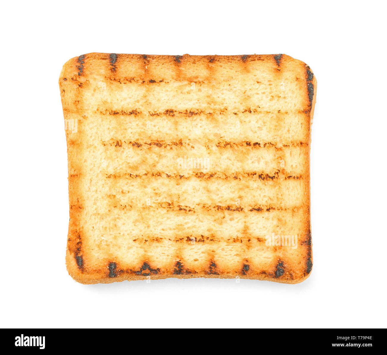 Tasty toasted bread on white background, top view Stock Photo - Alamy