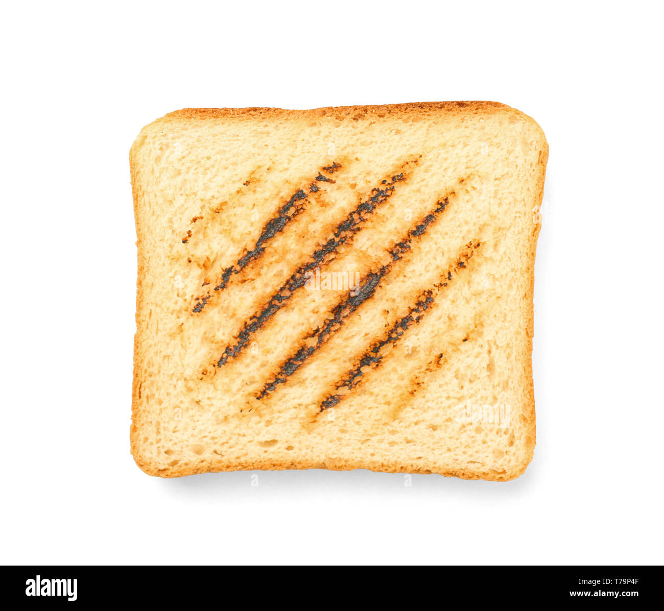 Tasty toasted bread on white background, top view Stock Photo - Alamy