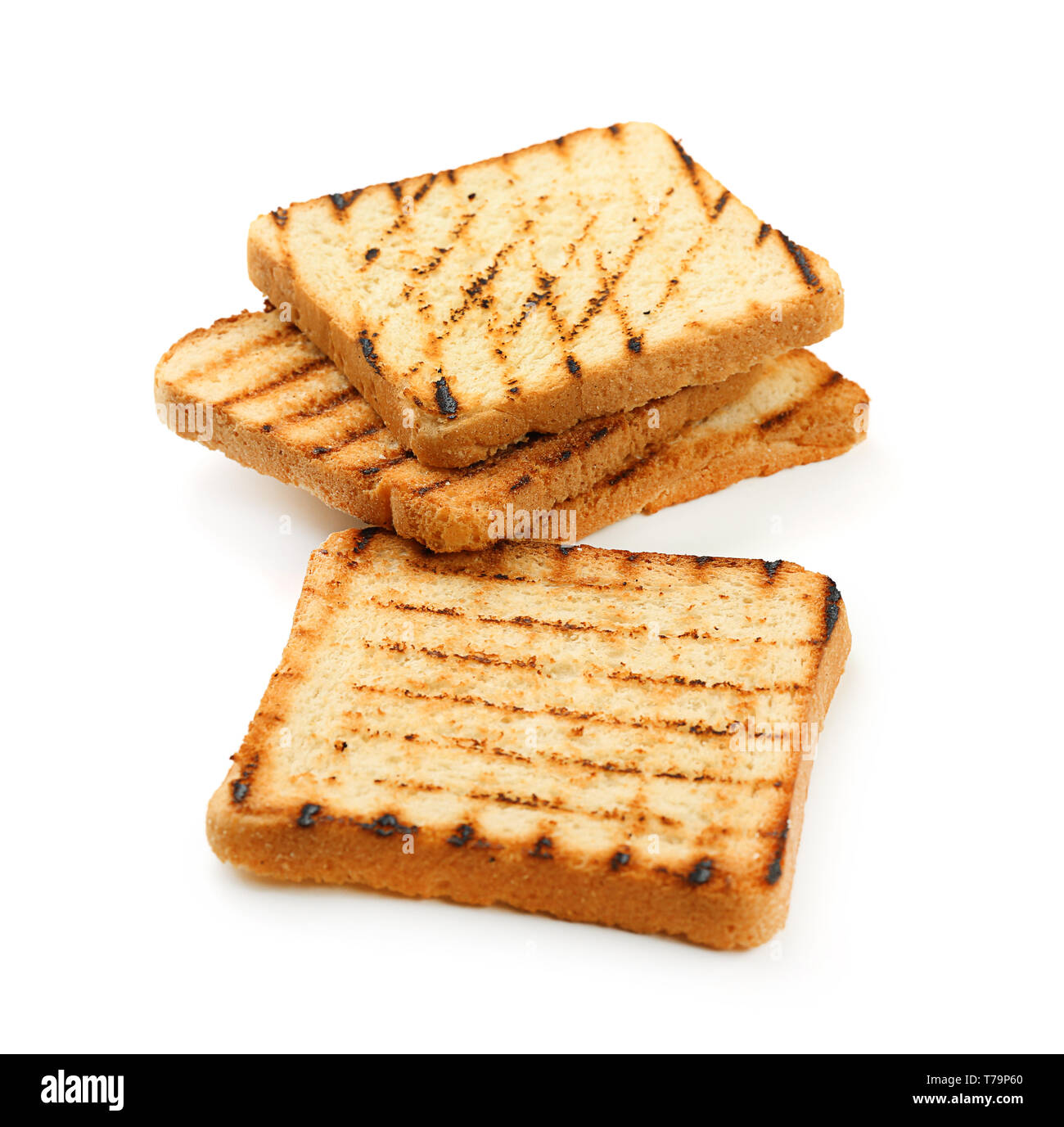 Tasty toasted bread on white background Stock Photo - Alamy