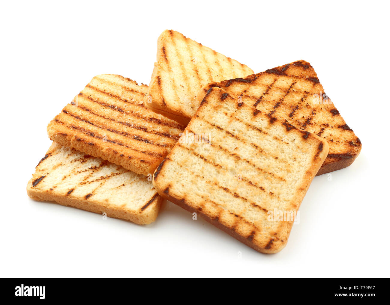Tasty toasted bread on white background Stock Photo - Alamy