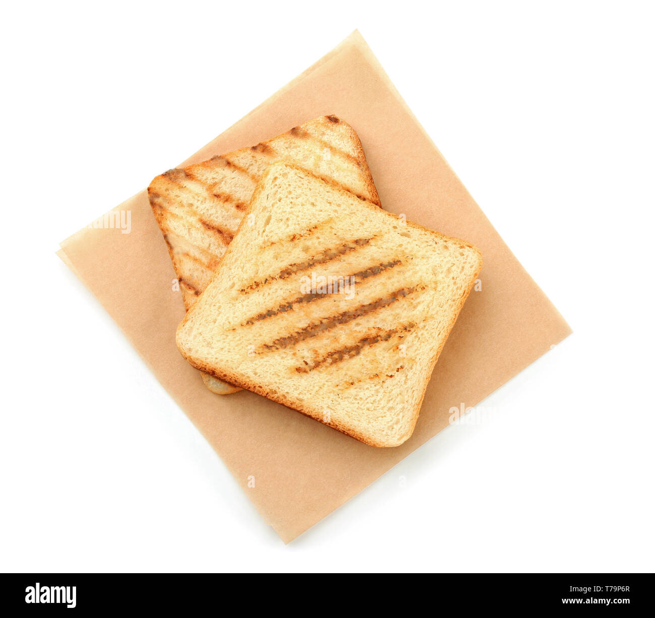 Tasty toasted bread on white background Stock Photo - Alamy