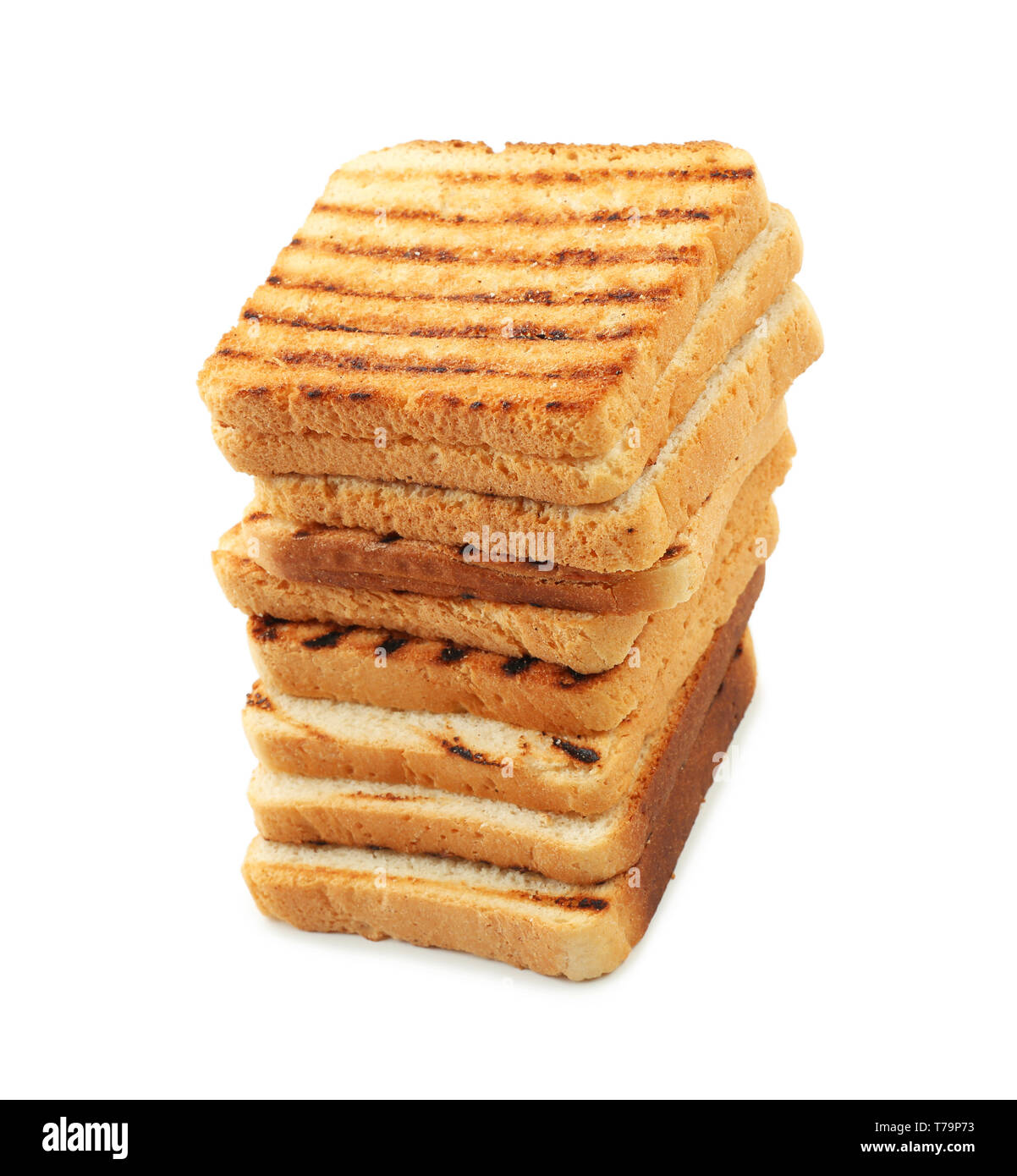 Tasty toasted bread on white background Stock Photo - Alamy