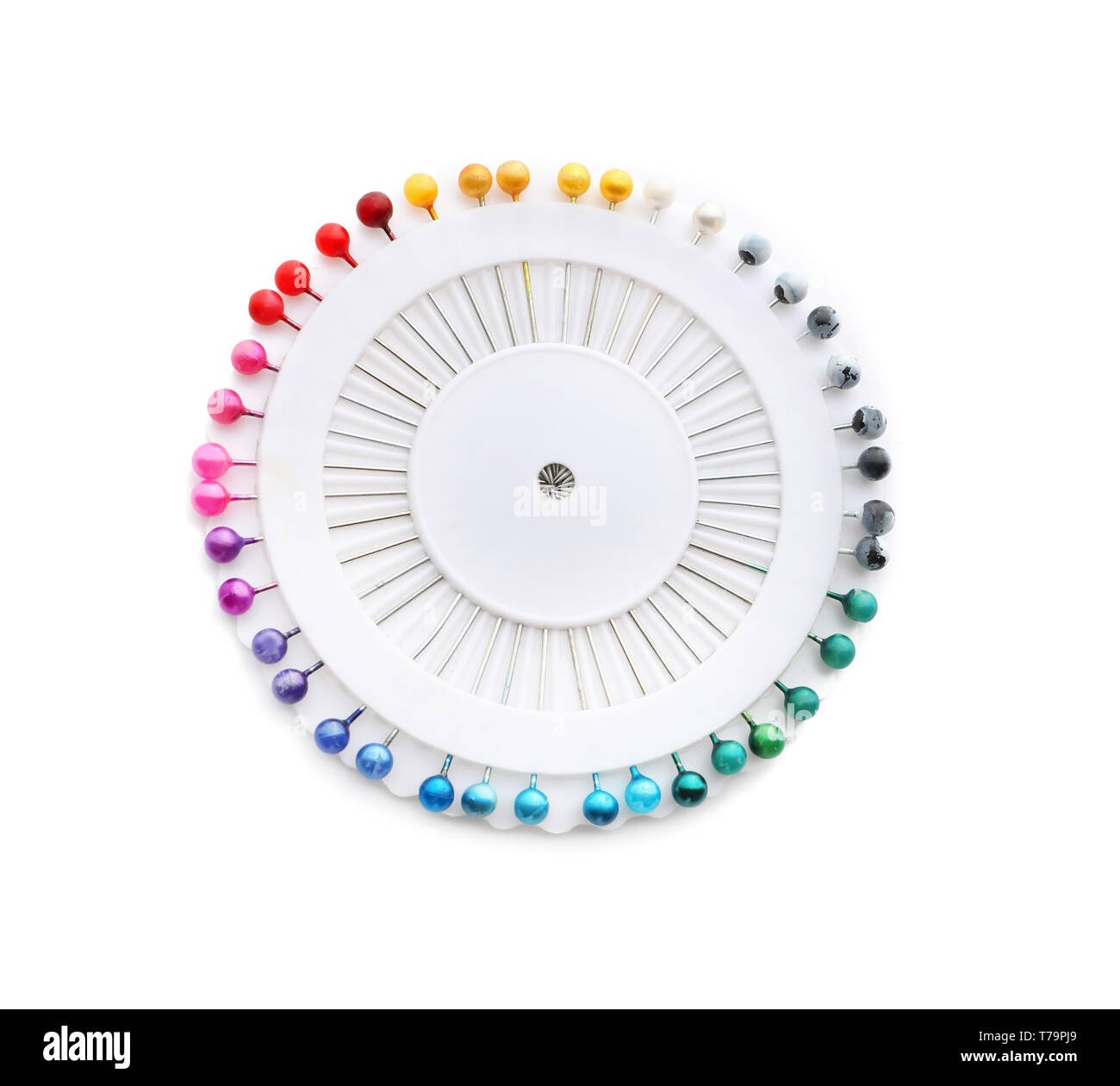 Pins for tailoring on white background Stock Photo - Alamy