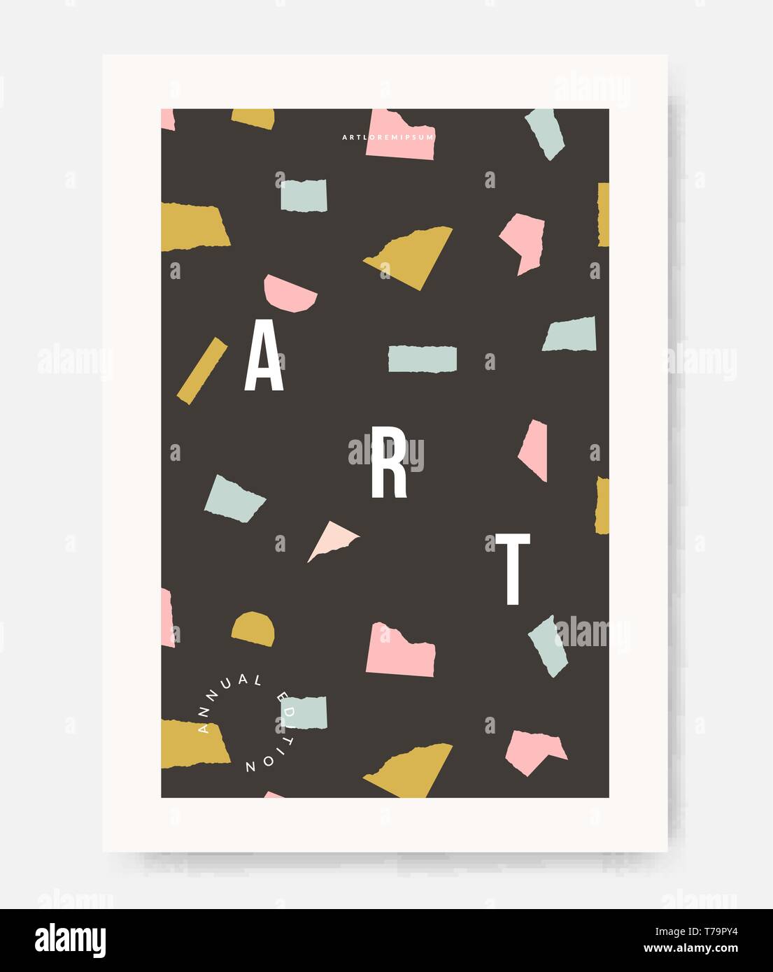 Creative and modern poster templates with paper cut out shapes in lime ...