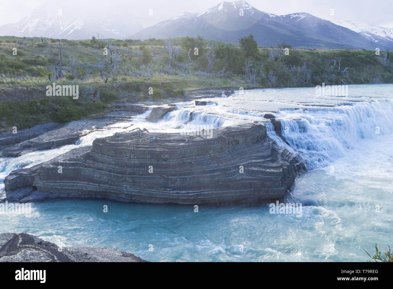 Rio Paine waterfall view, Torres del Paine National Park, Chile ...