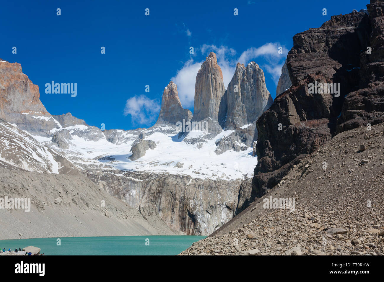 Torres del Paine peaks view, Chile. Chilean Patagonia landscape. Base ...