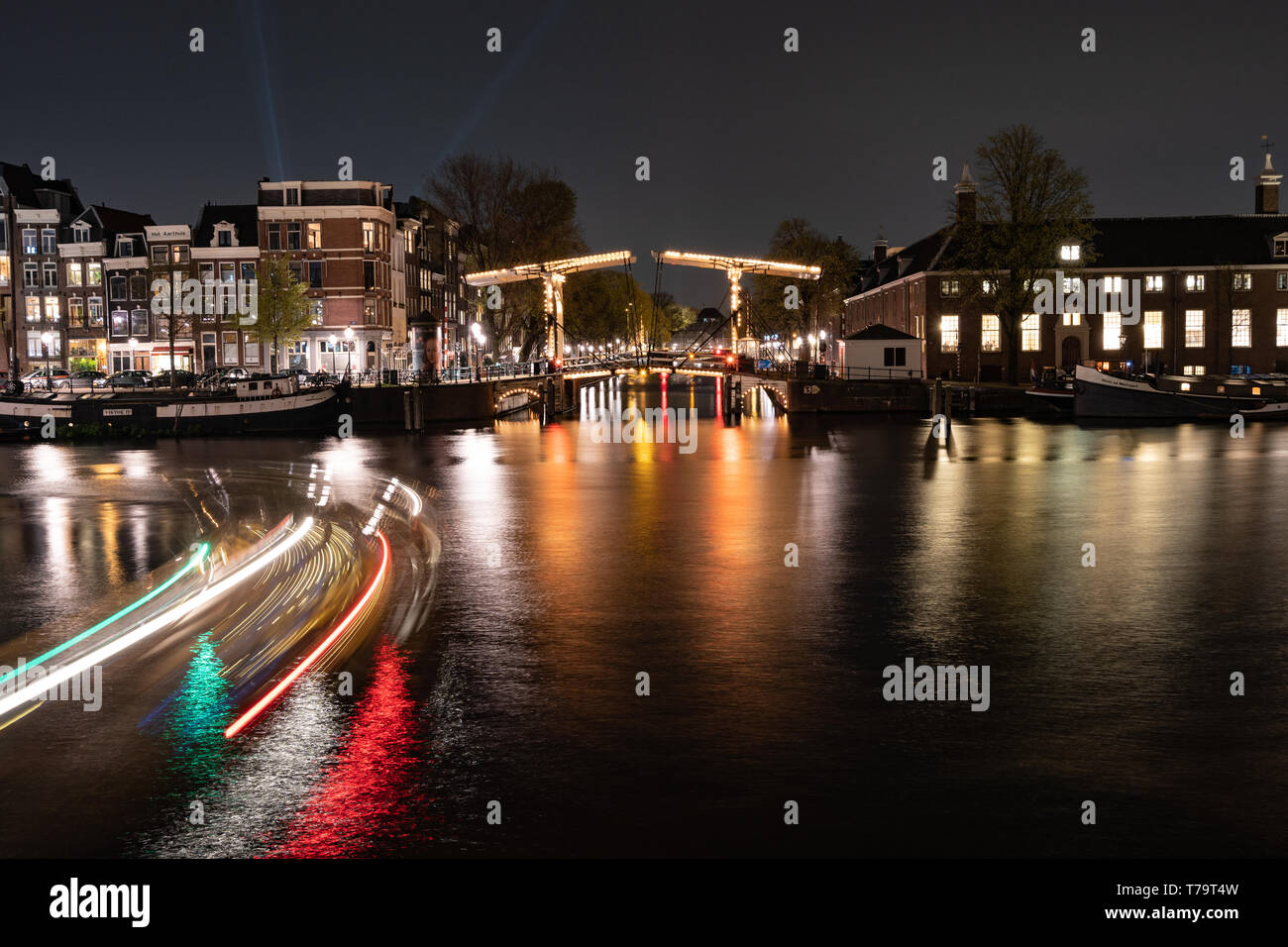 Amsterdam boat night hi-res stock photography and images - Alamy