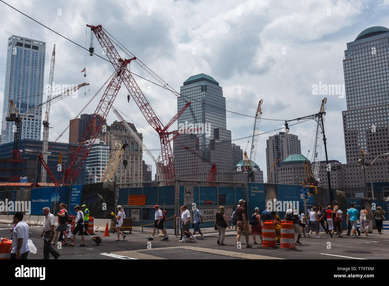 Pedestrian detour signs and paths around construction site in lower ...