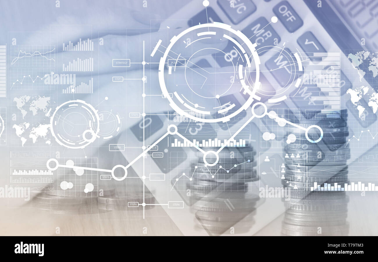 Creative digital abstract business interface background. Financial ...