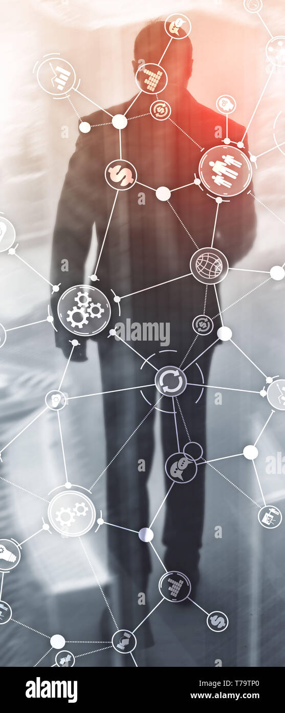 Vertical Panorama Banner. Business process structure industrial ...