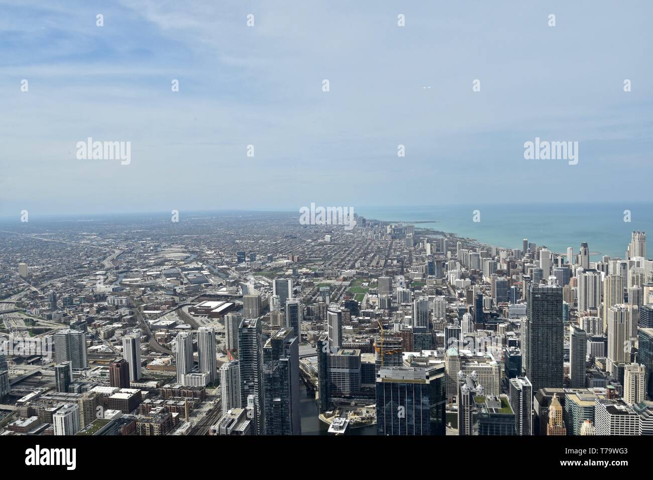 The view of Chicago from atop the Willis Tower, central Loop, Chicago ...