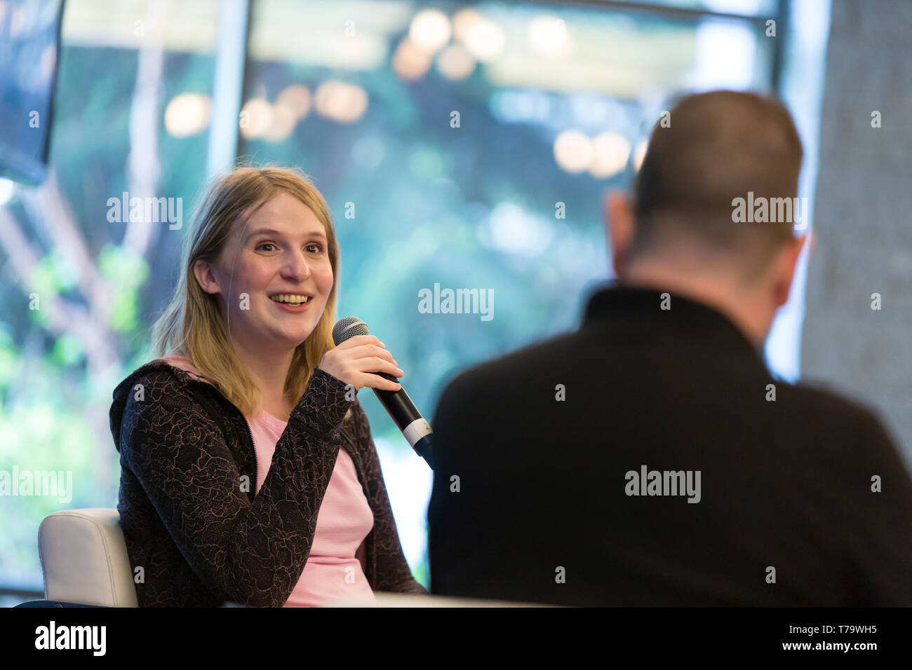 Seattle, Washington: Samantha Allen speaks during a panel “Trans in Red ...