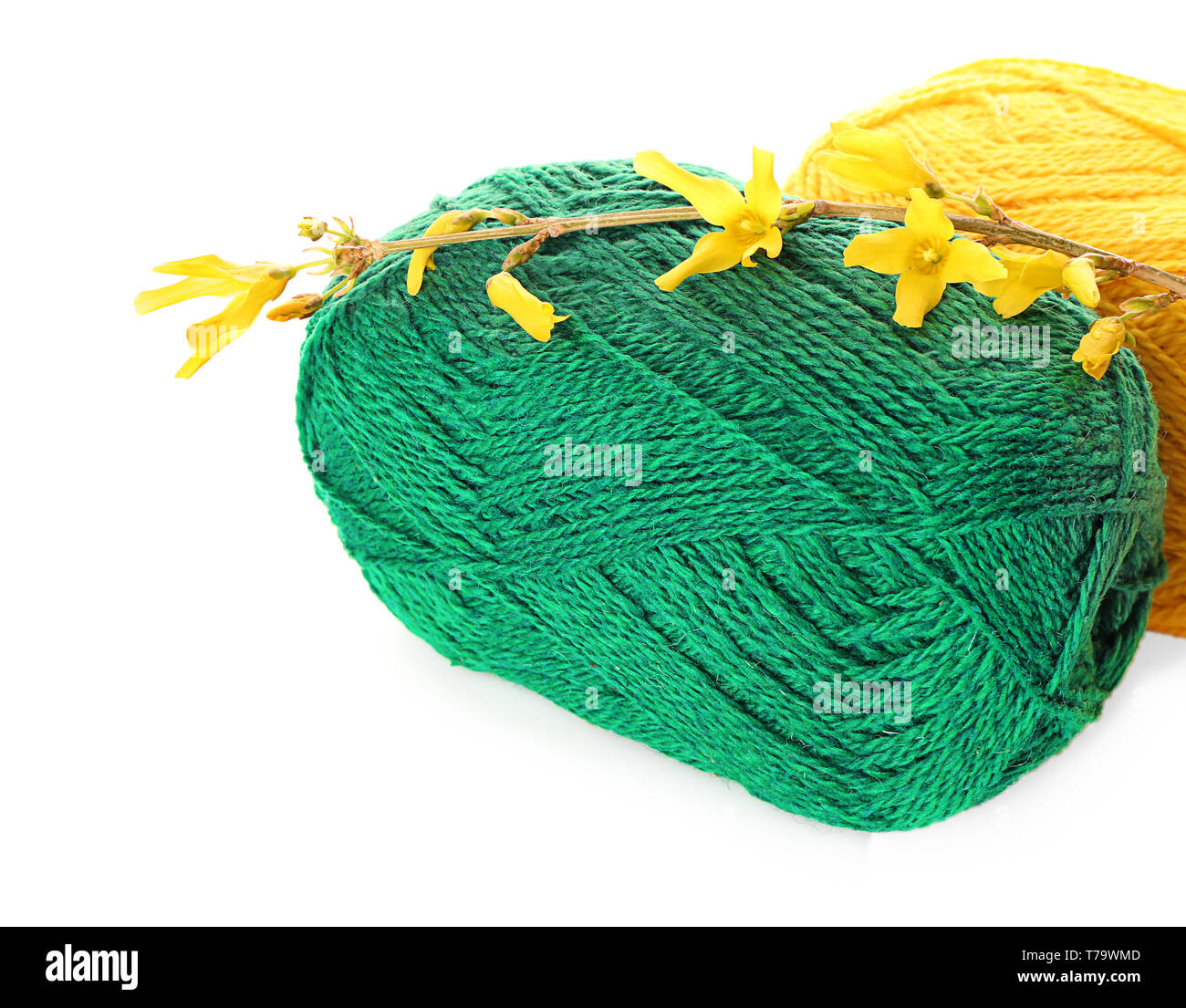 Colorful knitting yarn on white background Stock Photo - Alamy