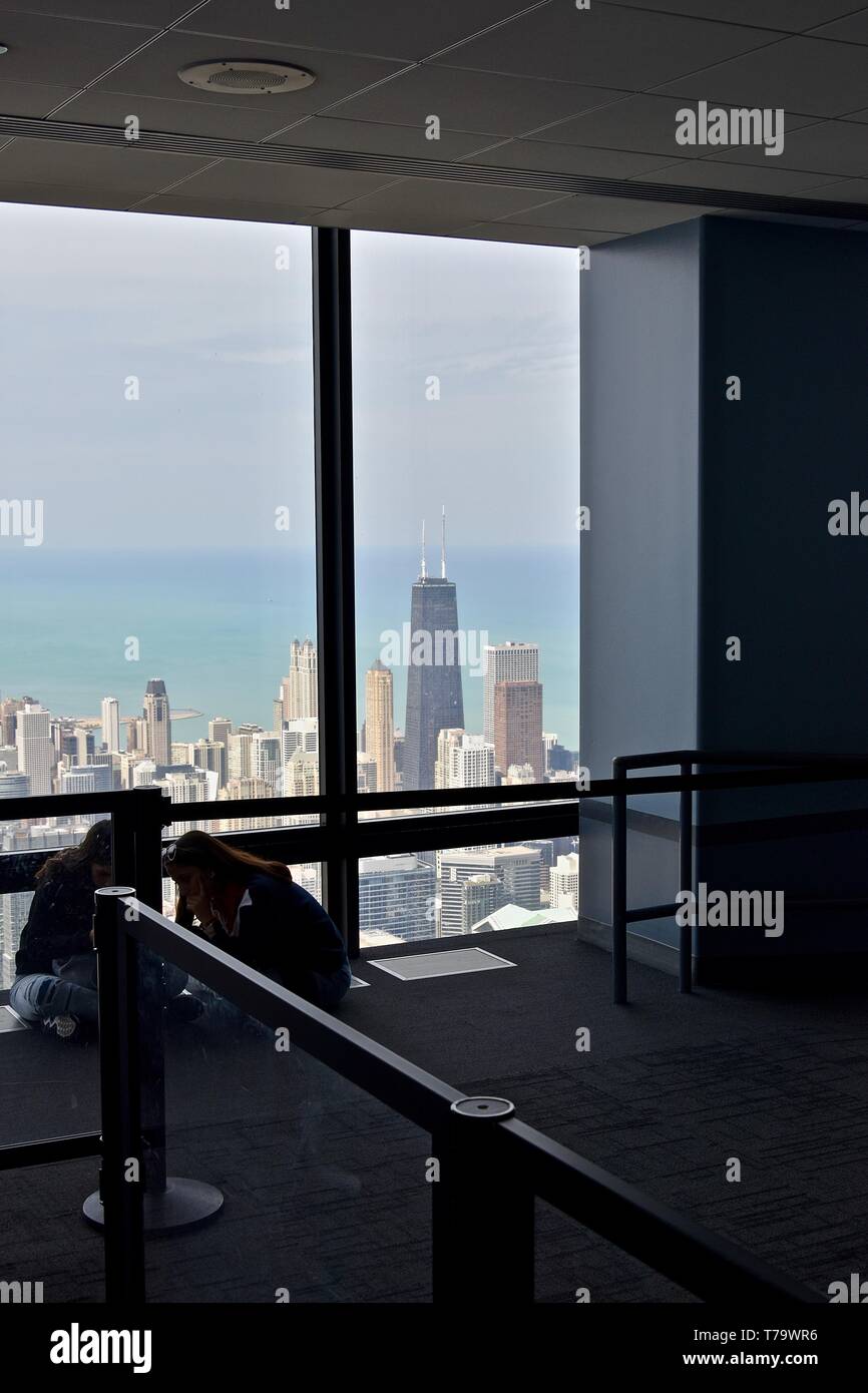 The view of Chicago from atop the Willis Tower, central Loop, Chicago ...