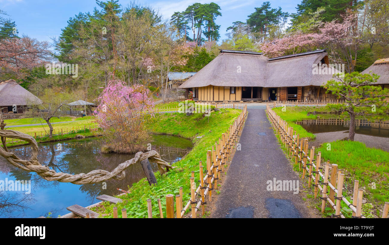 Kitakami, Japan - April 22 2018: Michinoku Folklore Village is a ...