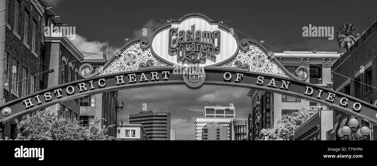 Gaslamp Quarter in San Diego Downtown - CALIFORNIA, USA - MARCH 18 ...