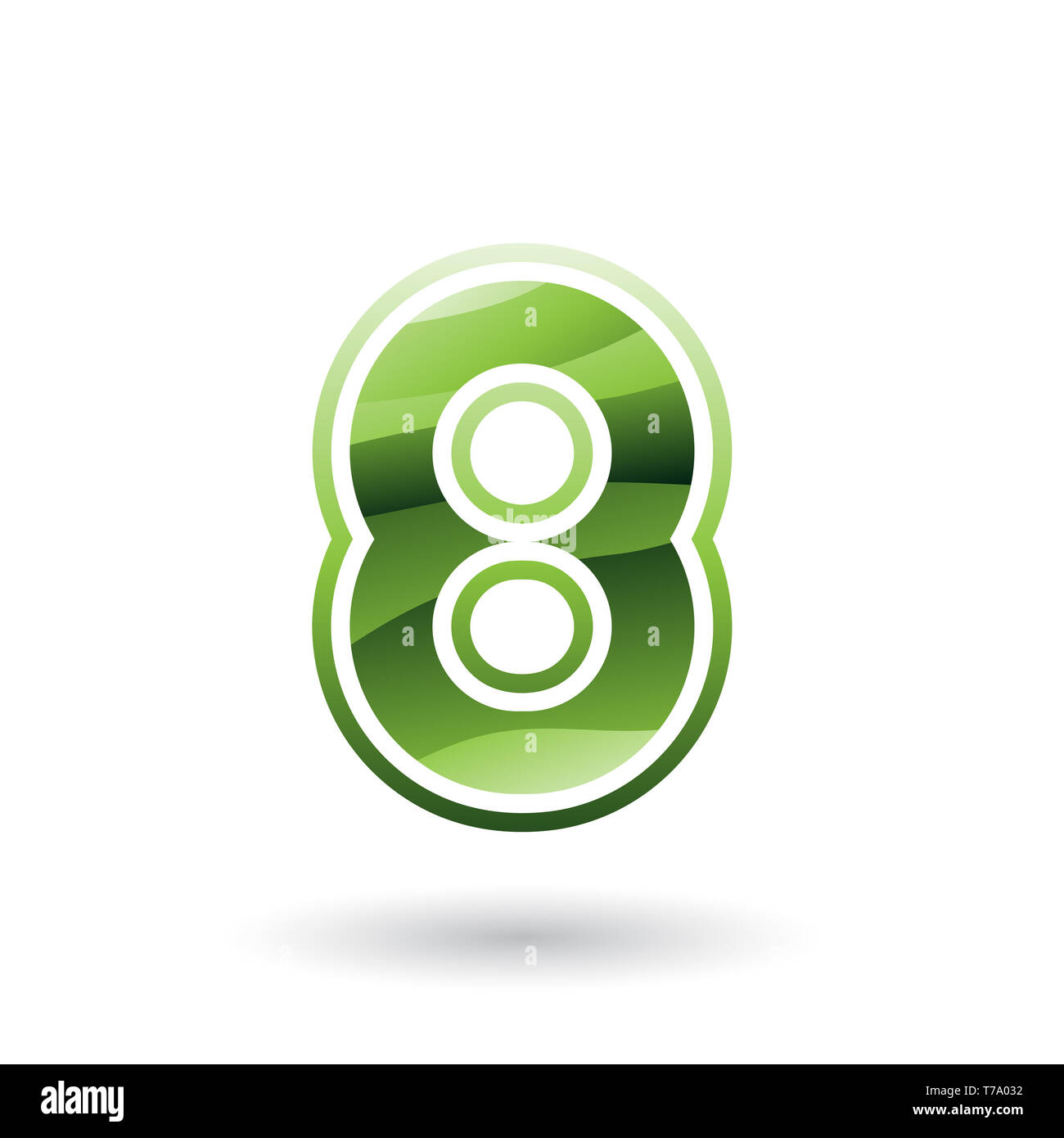 Vector Illustration of a Green Round Icon for Number 8 isolated on a ...