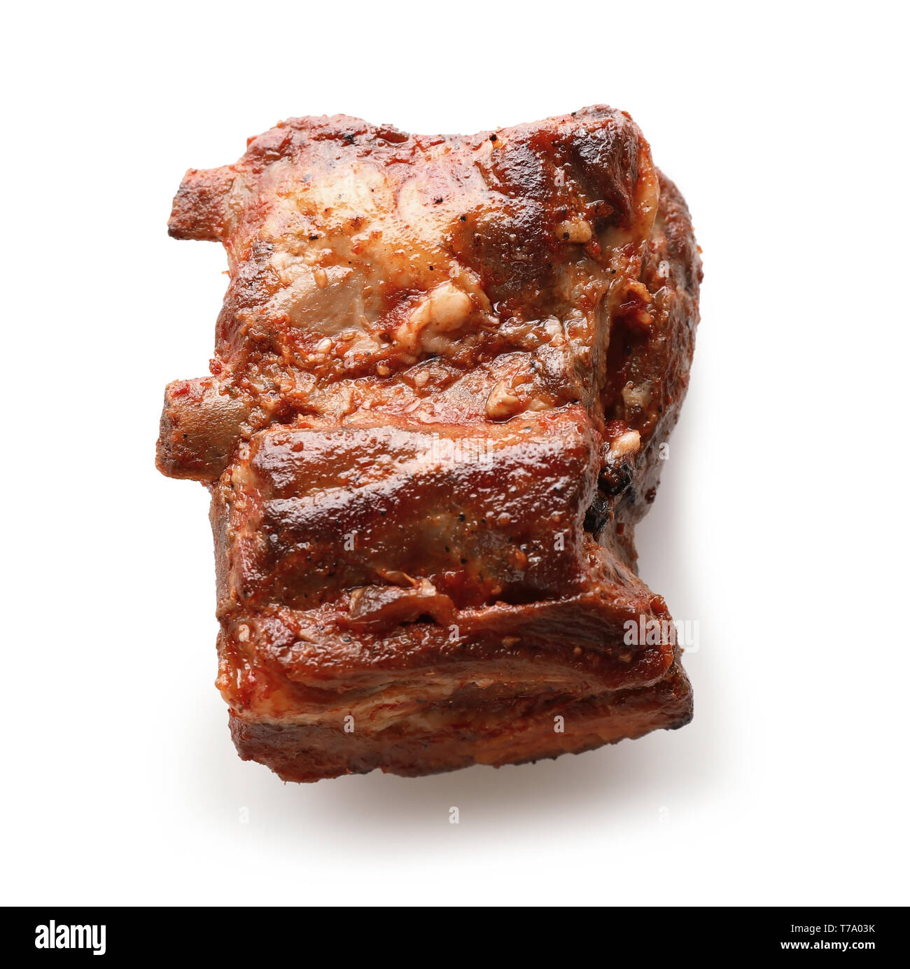 Delicious grilled ribs on white background Stock Photo - Alamy