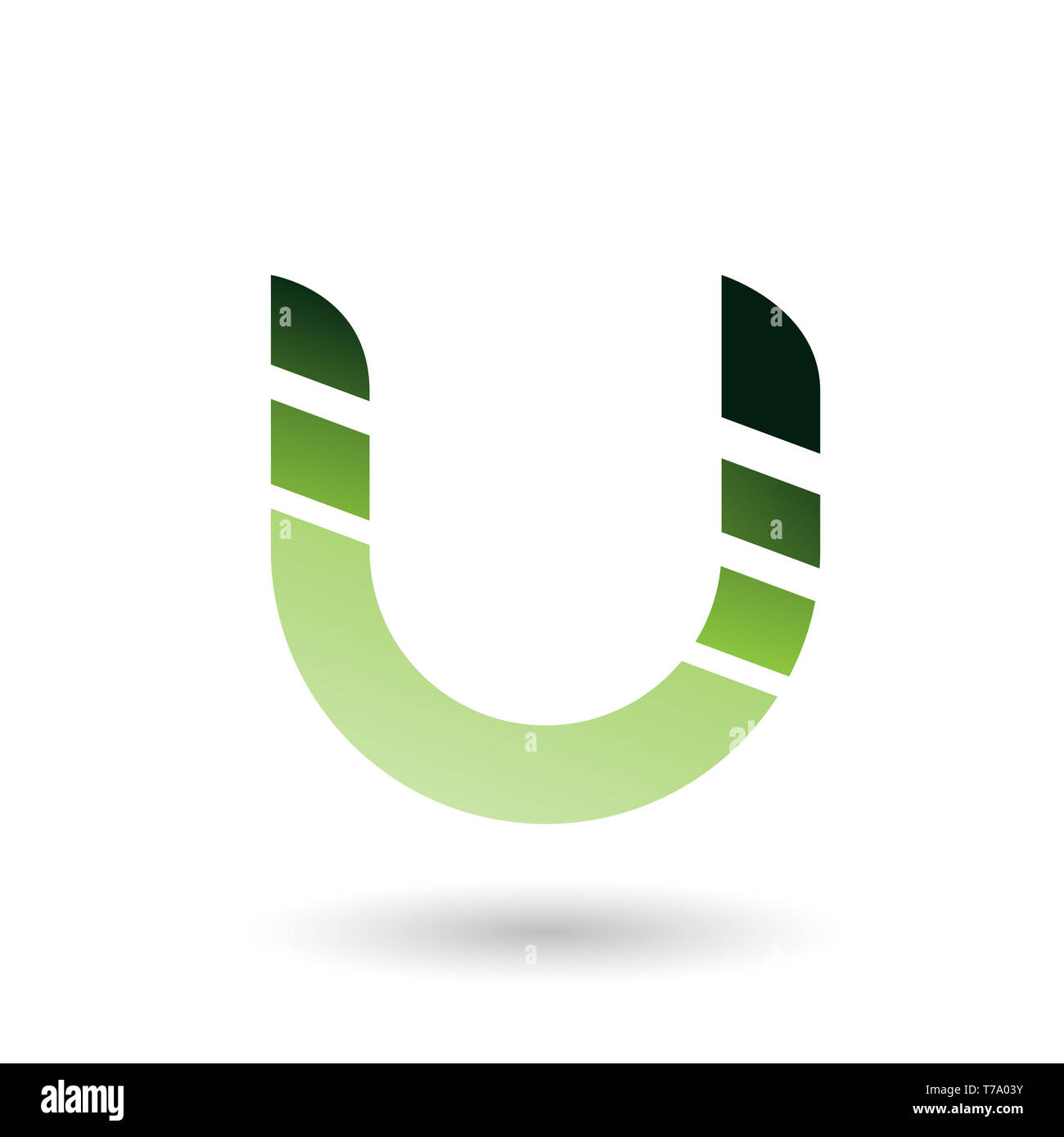Vector Illustration of Green Striped Bold Icon for Letter U isolated on ...