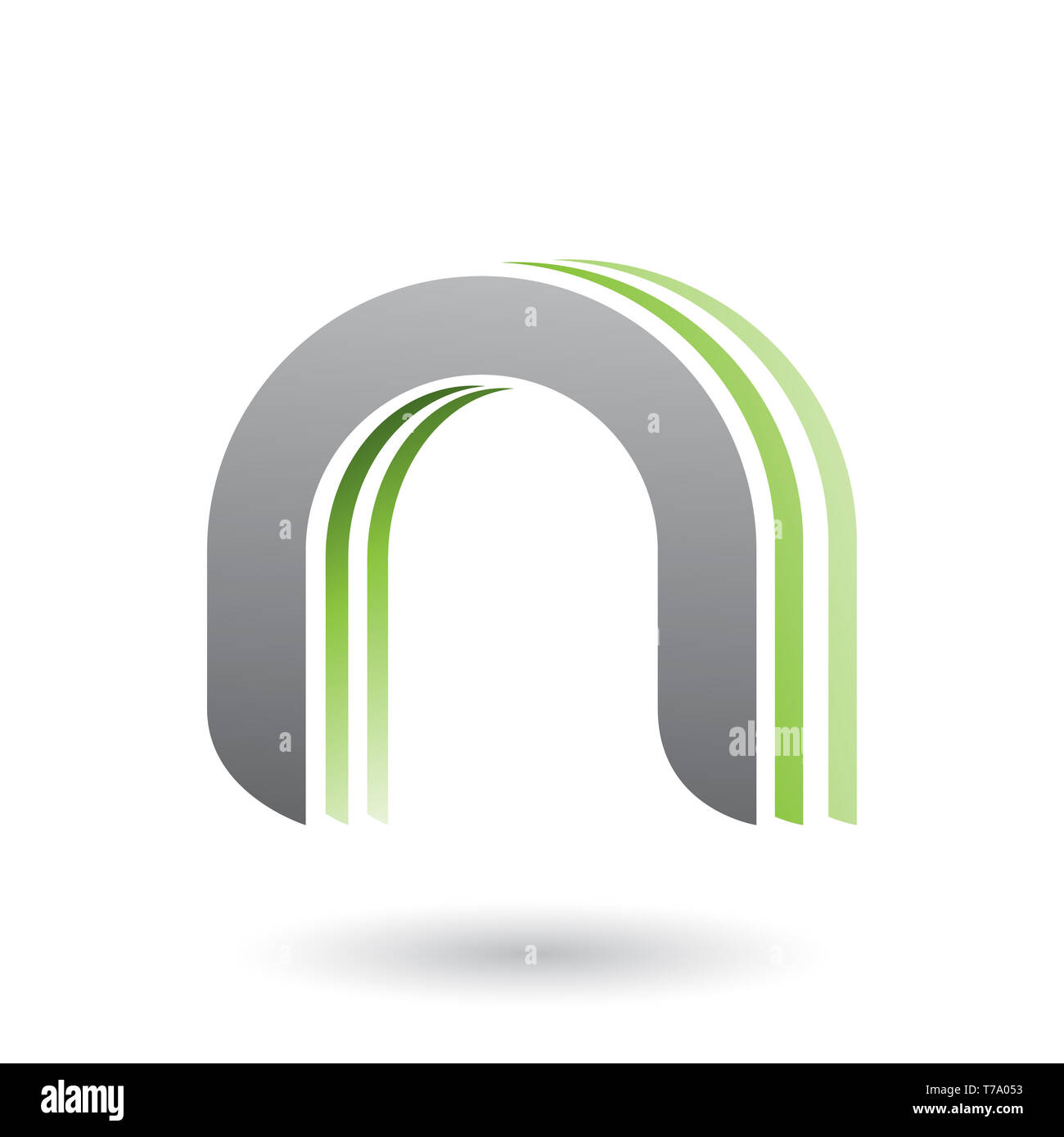 Vector Illustration of a Grey Layered Icon for Letter N isolated on a ...