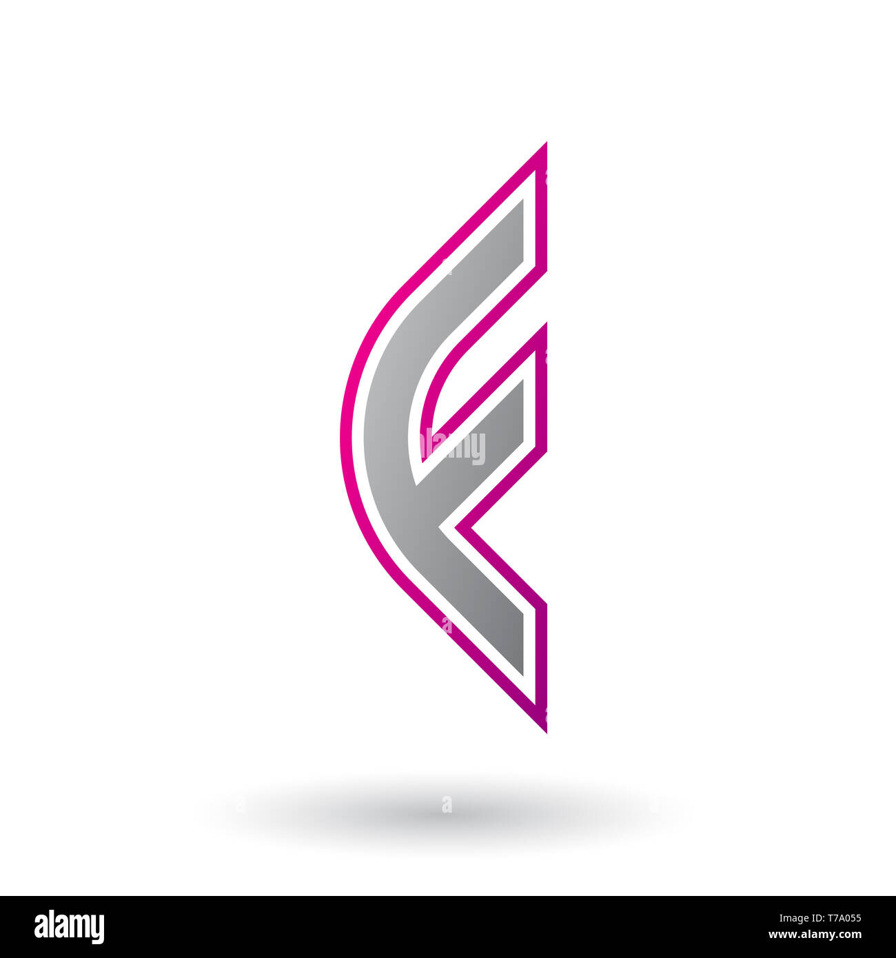 Vector Illustration of a Grey Letter F Icon with Round Corners and ...