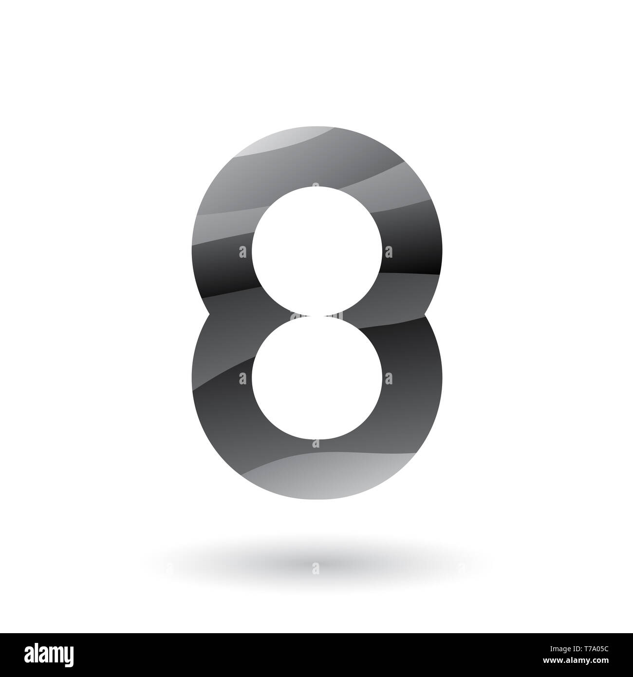 Vector Illustration of a Grey Round Icon for Number 8 isolated on a ...