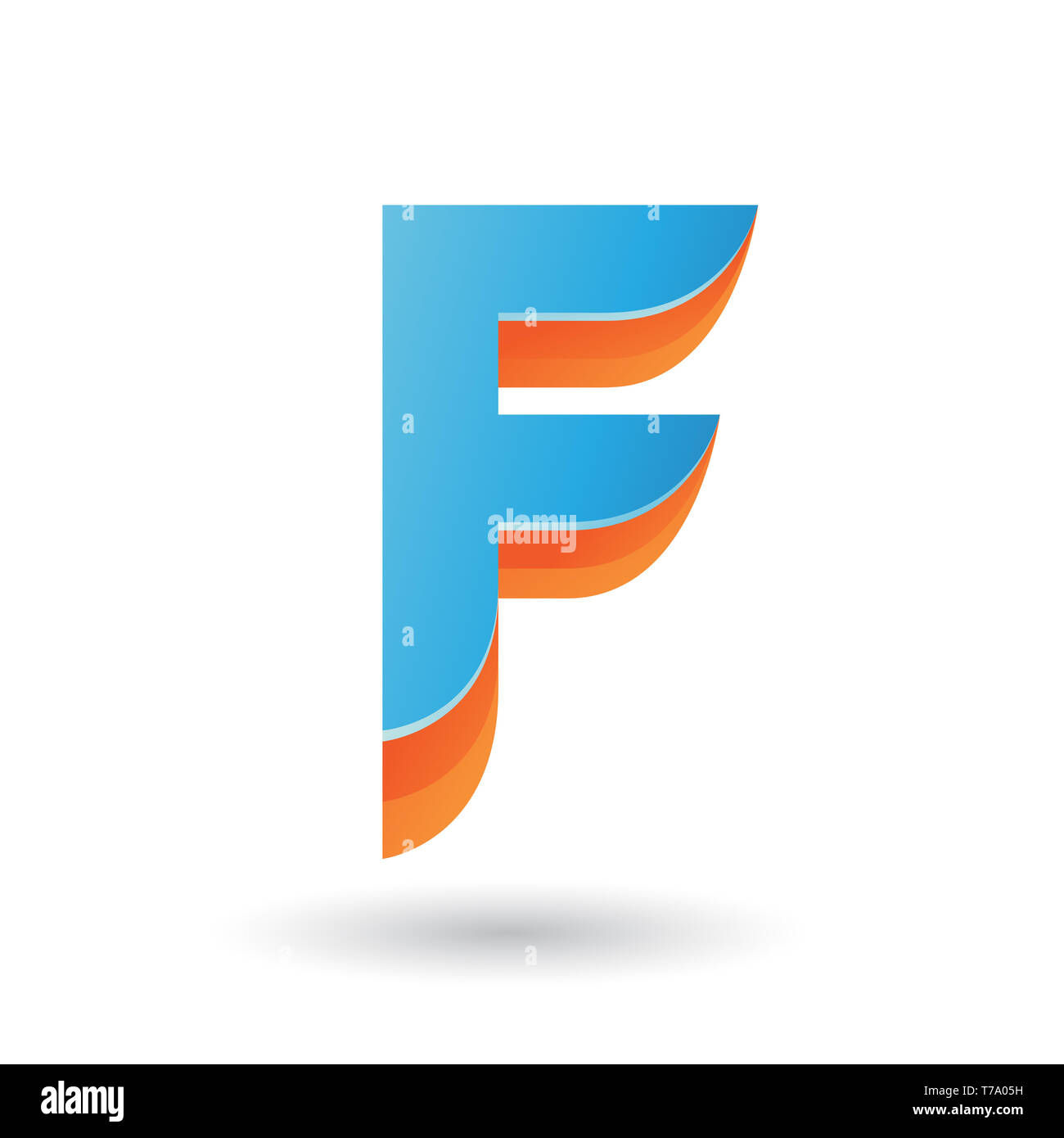 Vector Illustration of a Layered 3d Blue Icon for Letter F isolated on ...