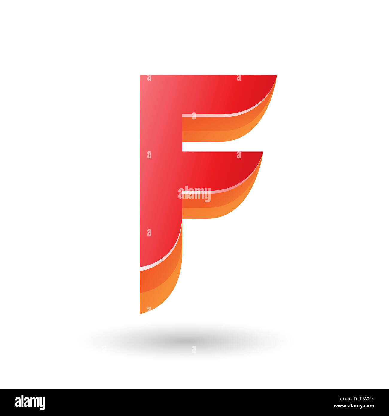 Vector Illustration of a Layered 3d Red Icon for Letter F isolated on a ...