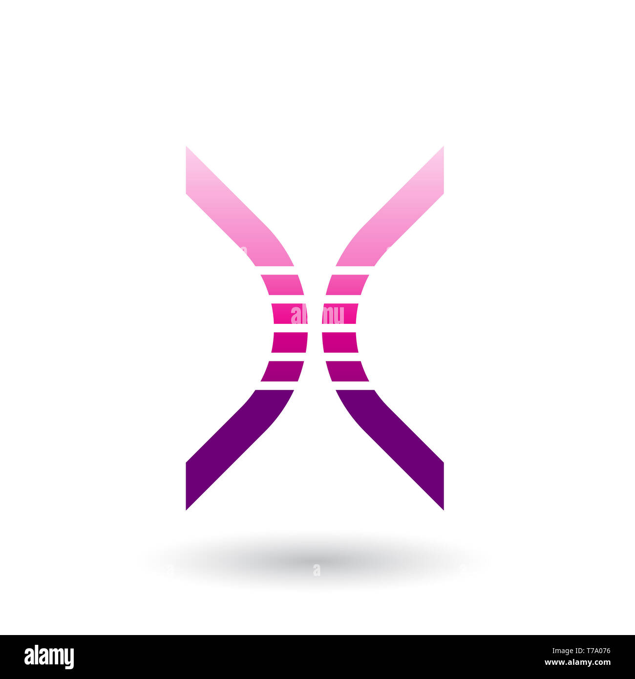 Vector Illustration of a Magenta Bow Shaped Striped Icon for Letter X ...