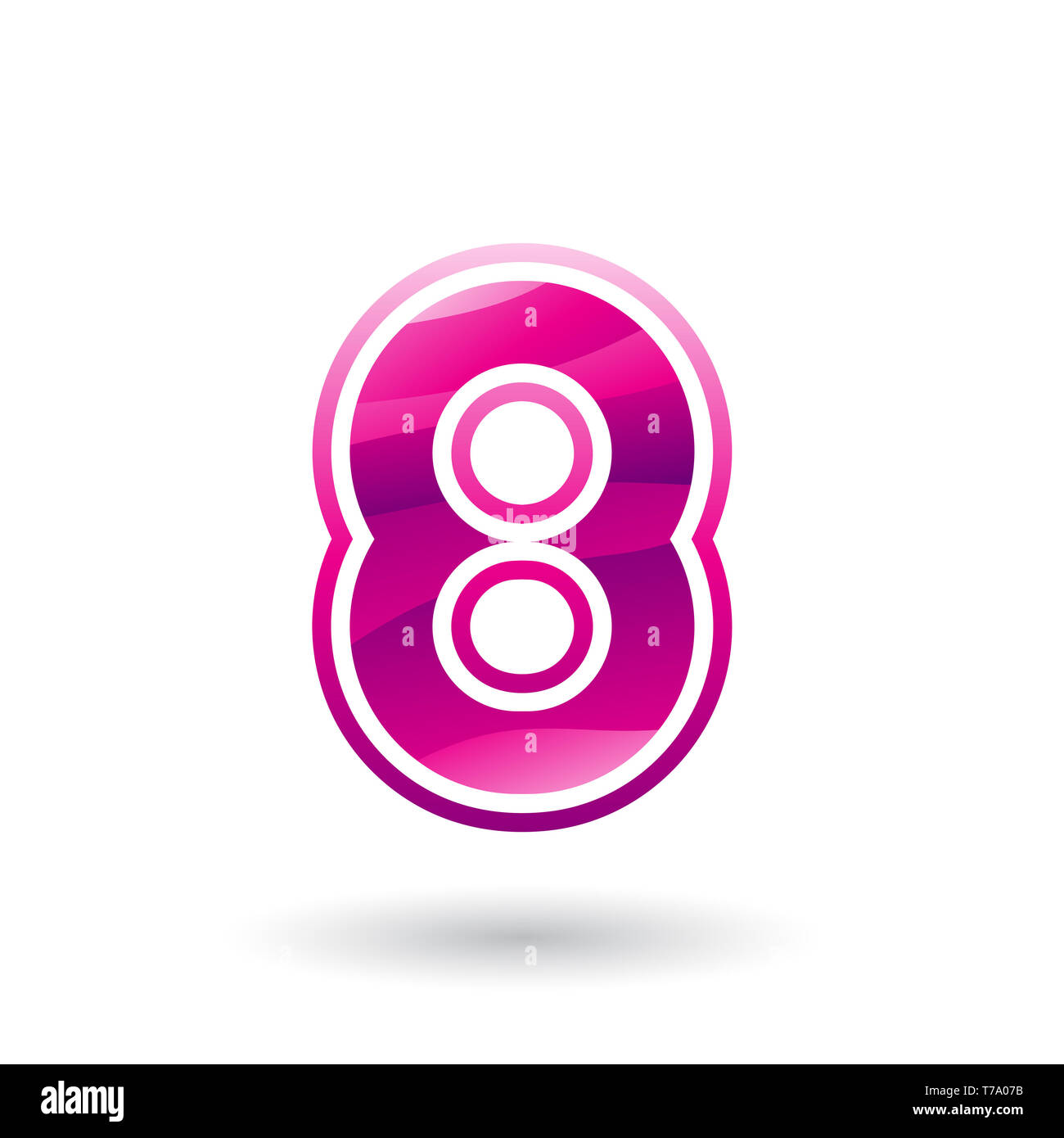 Vector Illustration of a Magenta Round Icon for Number 8 isolated on a ...