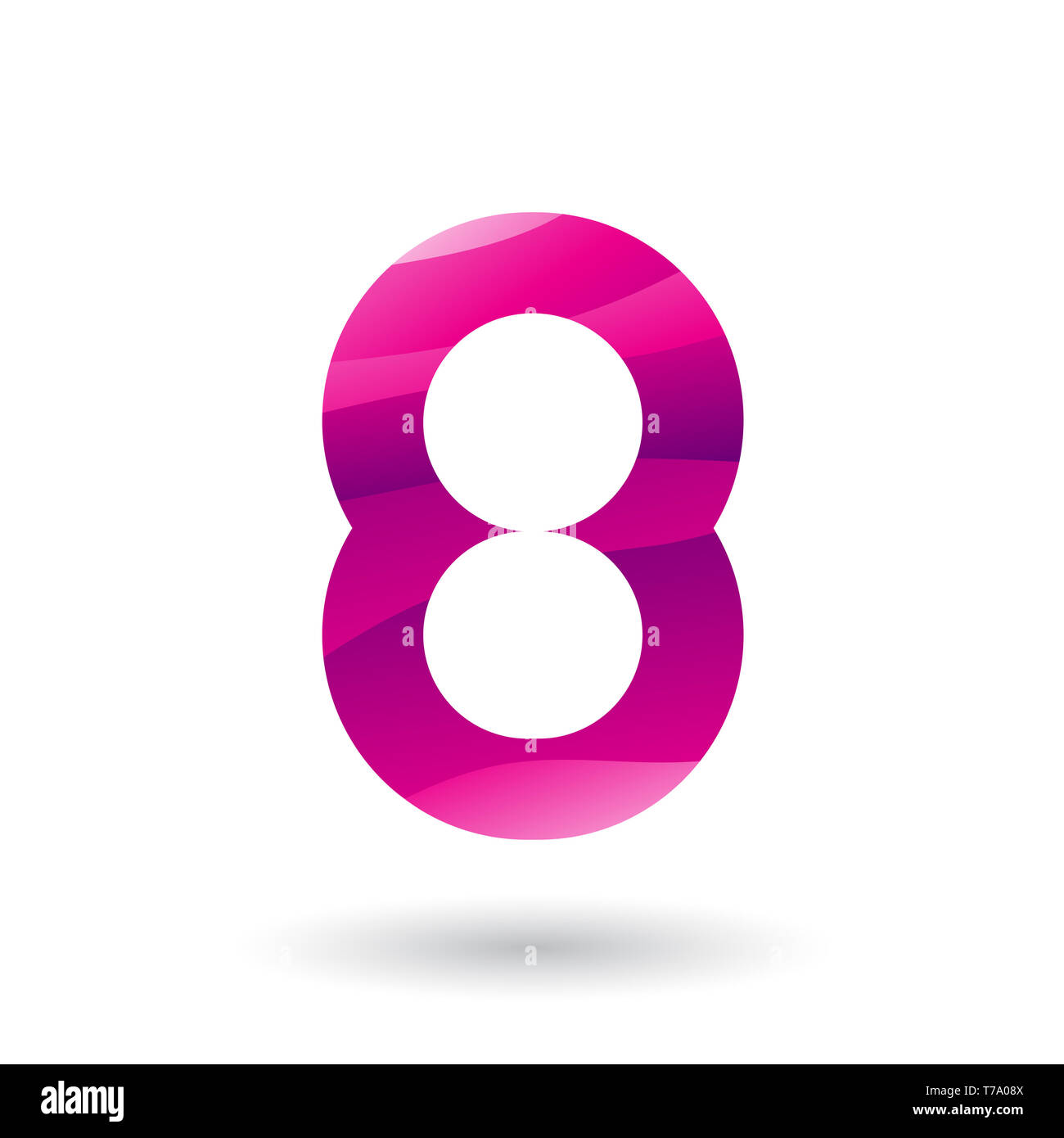 Vector Illustration of a Magenta Round Icon for Number 8 isolated on a ...