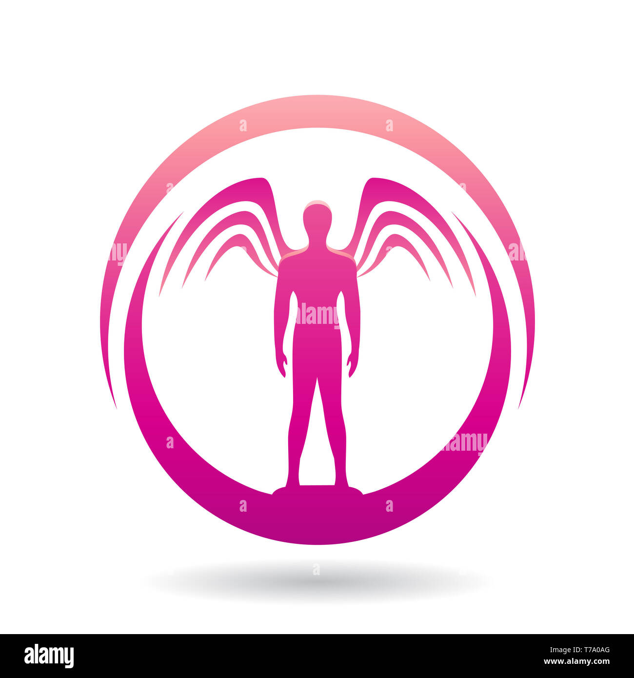 Vector Illustration of a Magenta Man with Wings Icon Stock Photo - Alamy