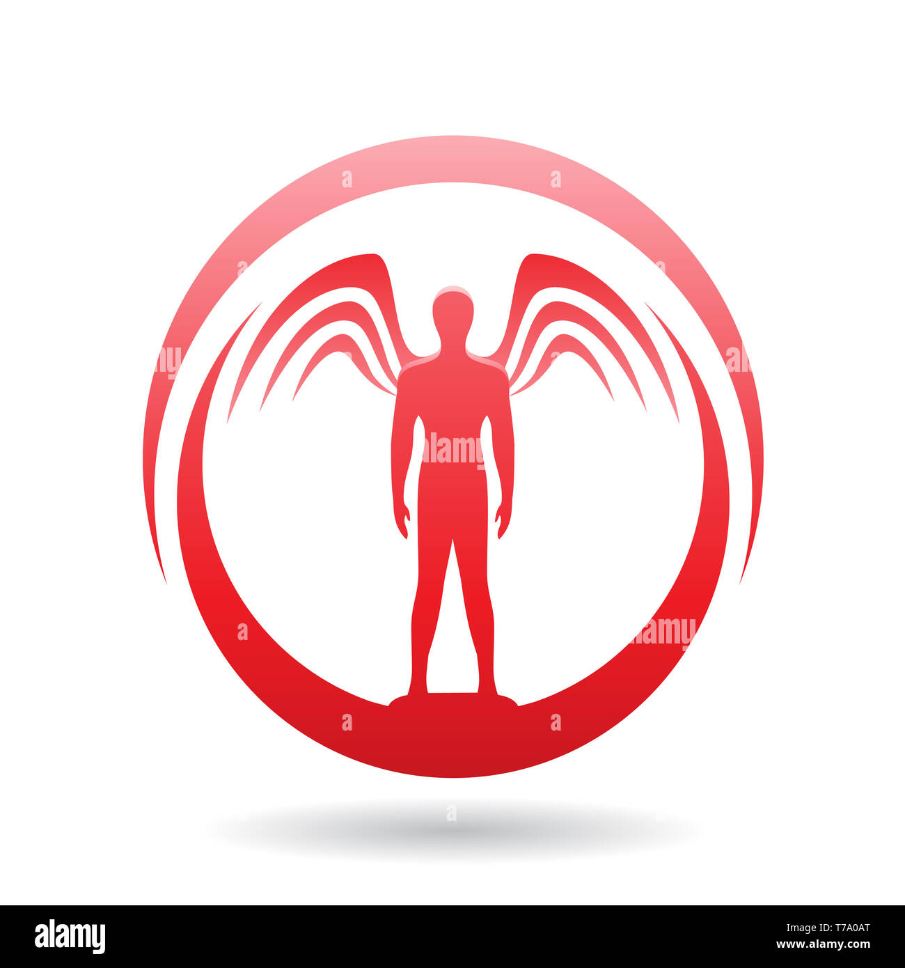 Vector Illustration of a Red Man with Wings Icon Stock Photo - Alamy