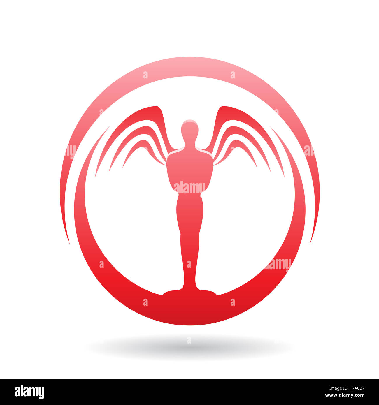Vector Illustration of a Red Man with Wings Icon Stock Photo - Alamy