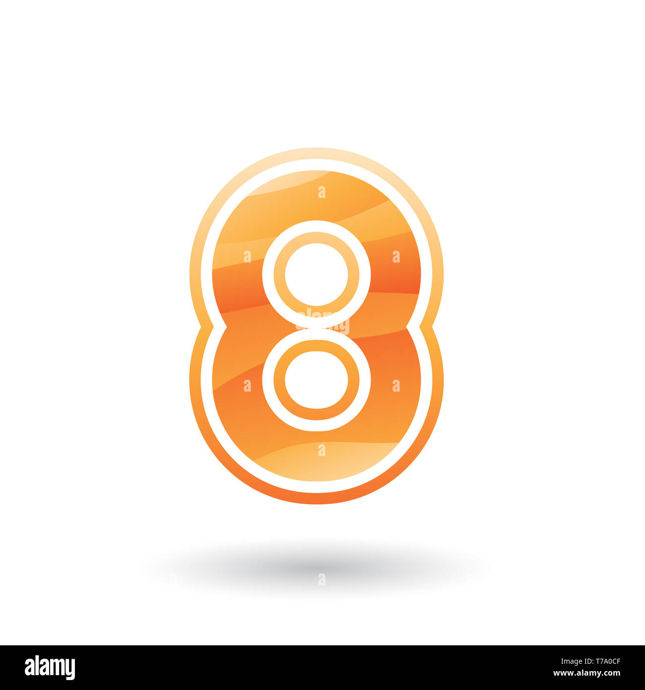 Vector Illustration of an Orange Round Icon for Number 8 isolated on a ...