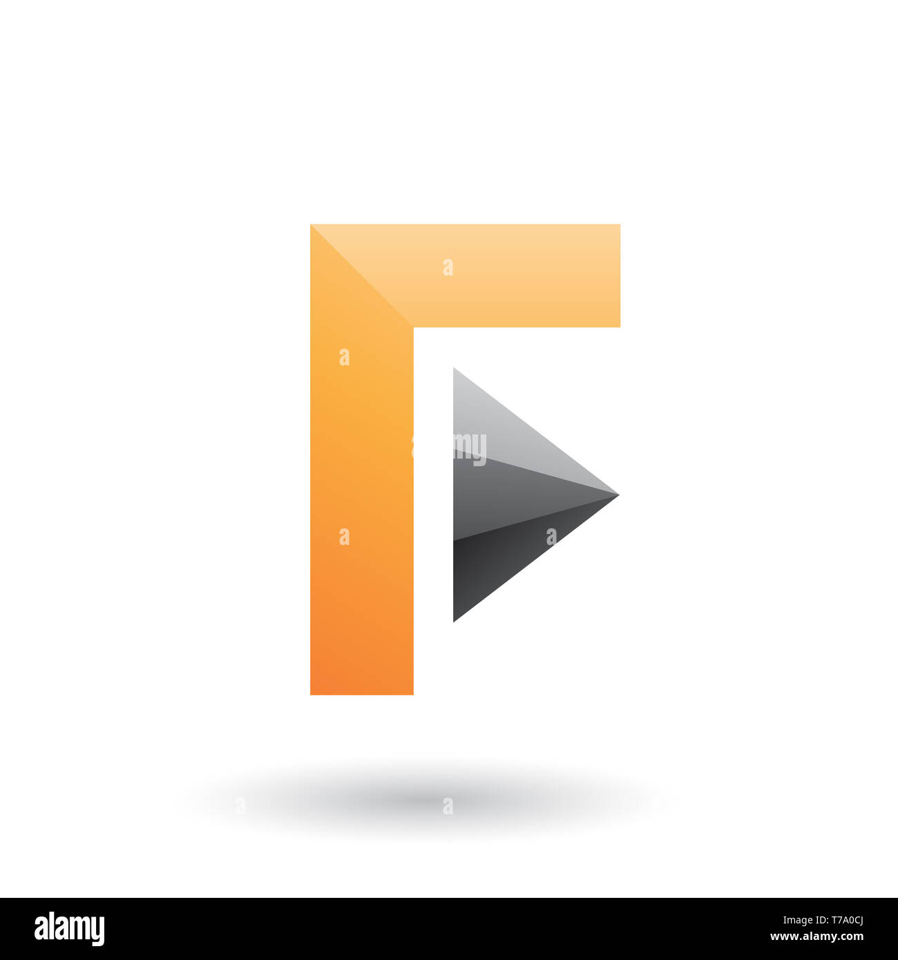 Vector Illustration of an Orange Icon of Letter F with a Triangle ...