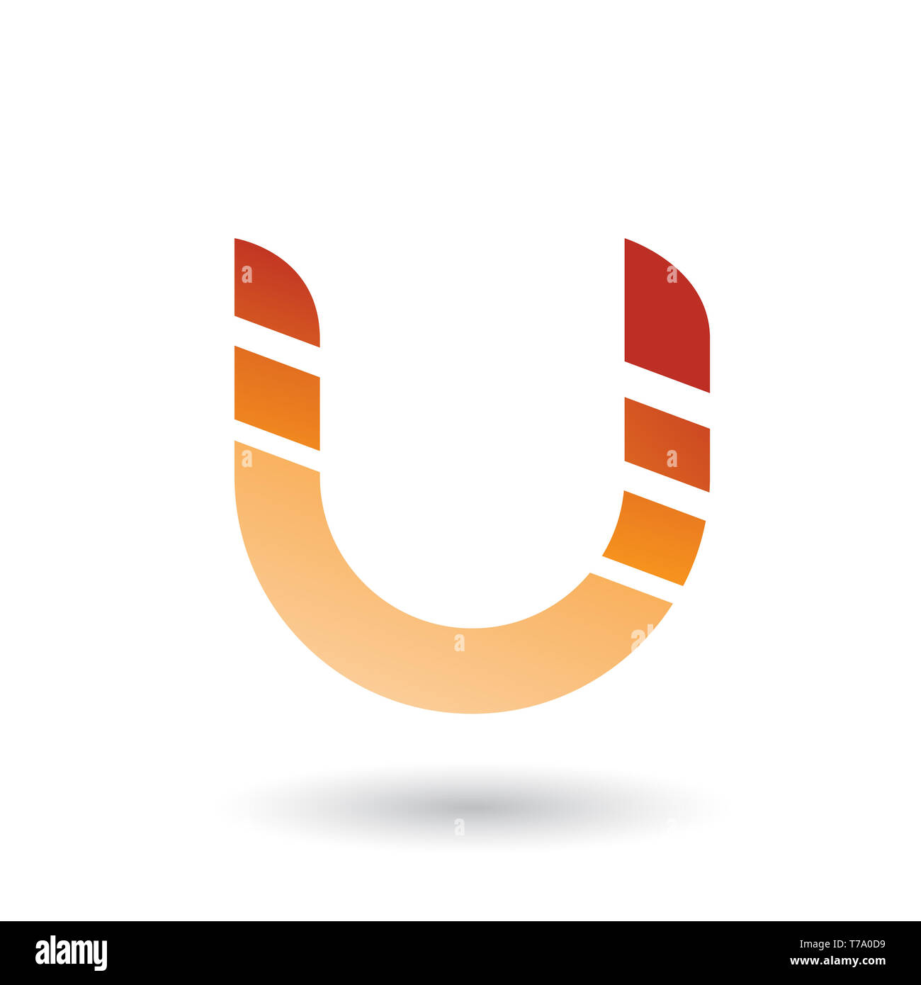 Vector Illustration of Orange Striped Bold Icon for Letter U isolated ...