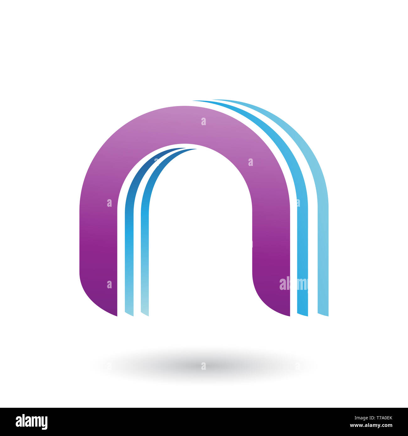 Vector Illustration of a Purple Layered Icon for Letter N isolated on a ...