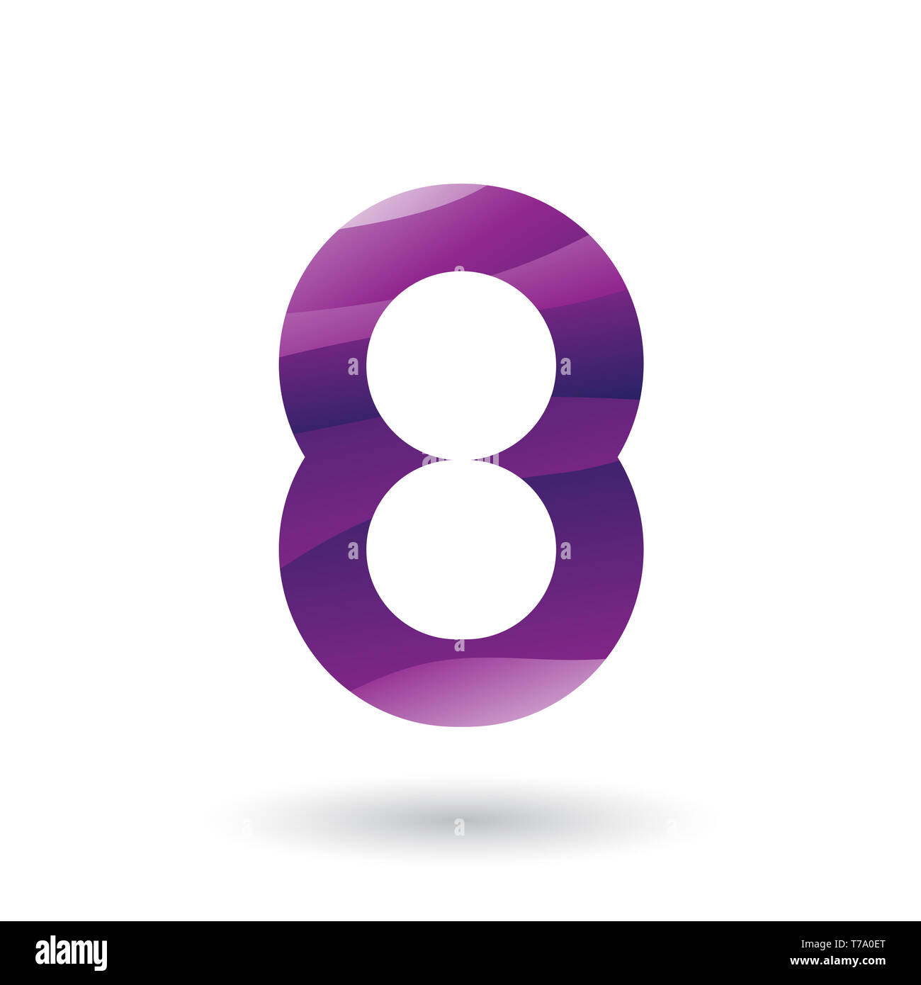 Vector Illustration of a Purple Round Icon for Number 8 isolated on a ...