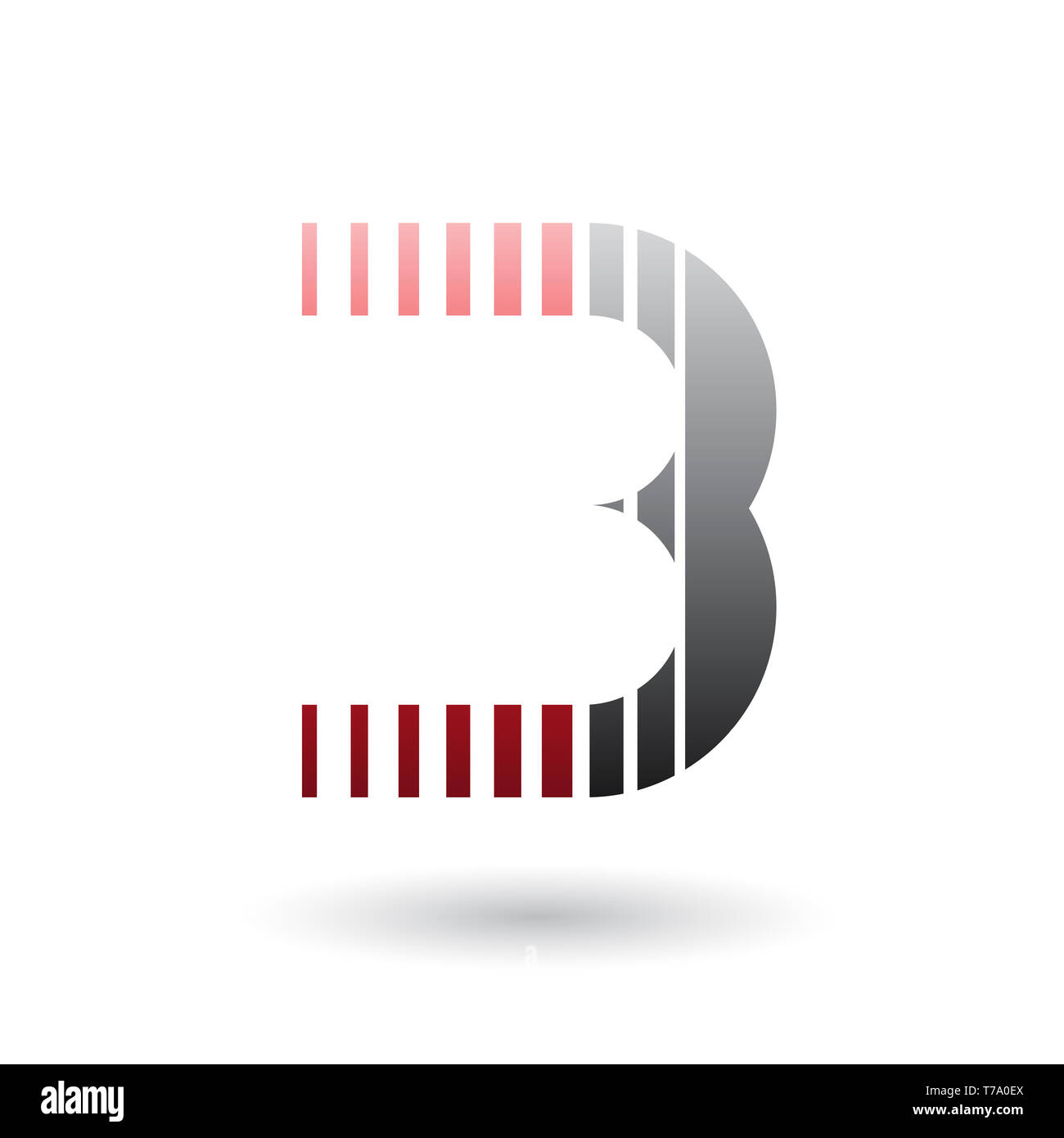 Vector Illustration of a Red and Black Letter B Icon with Vertical ...