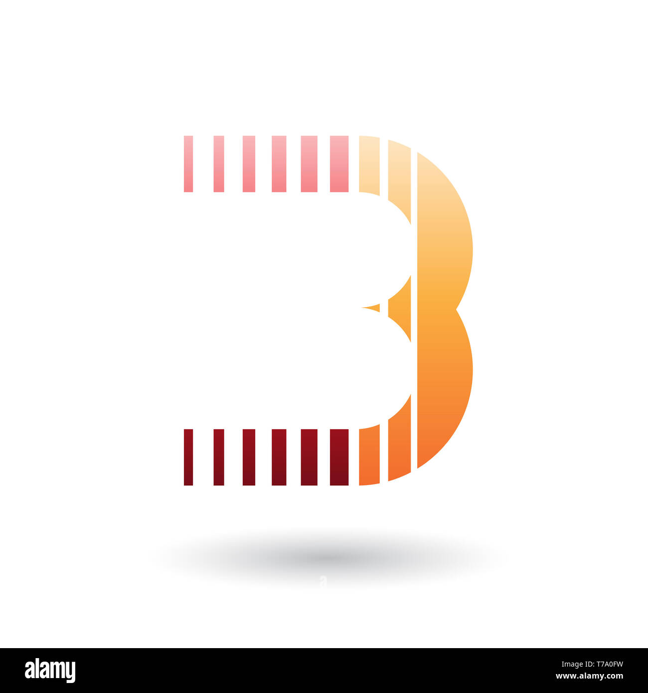 Vector Illustration of a Red and Orange Letter B Icon with Vertical ...