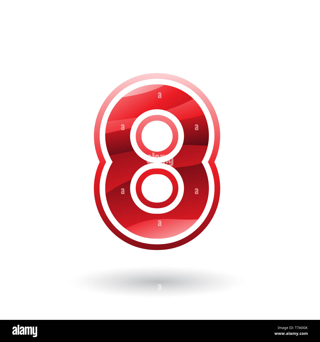 Vector Illustration of a Red Round Icon for Number 8 isolated on a ...