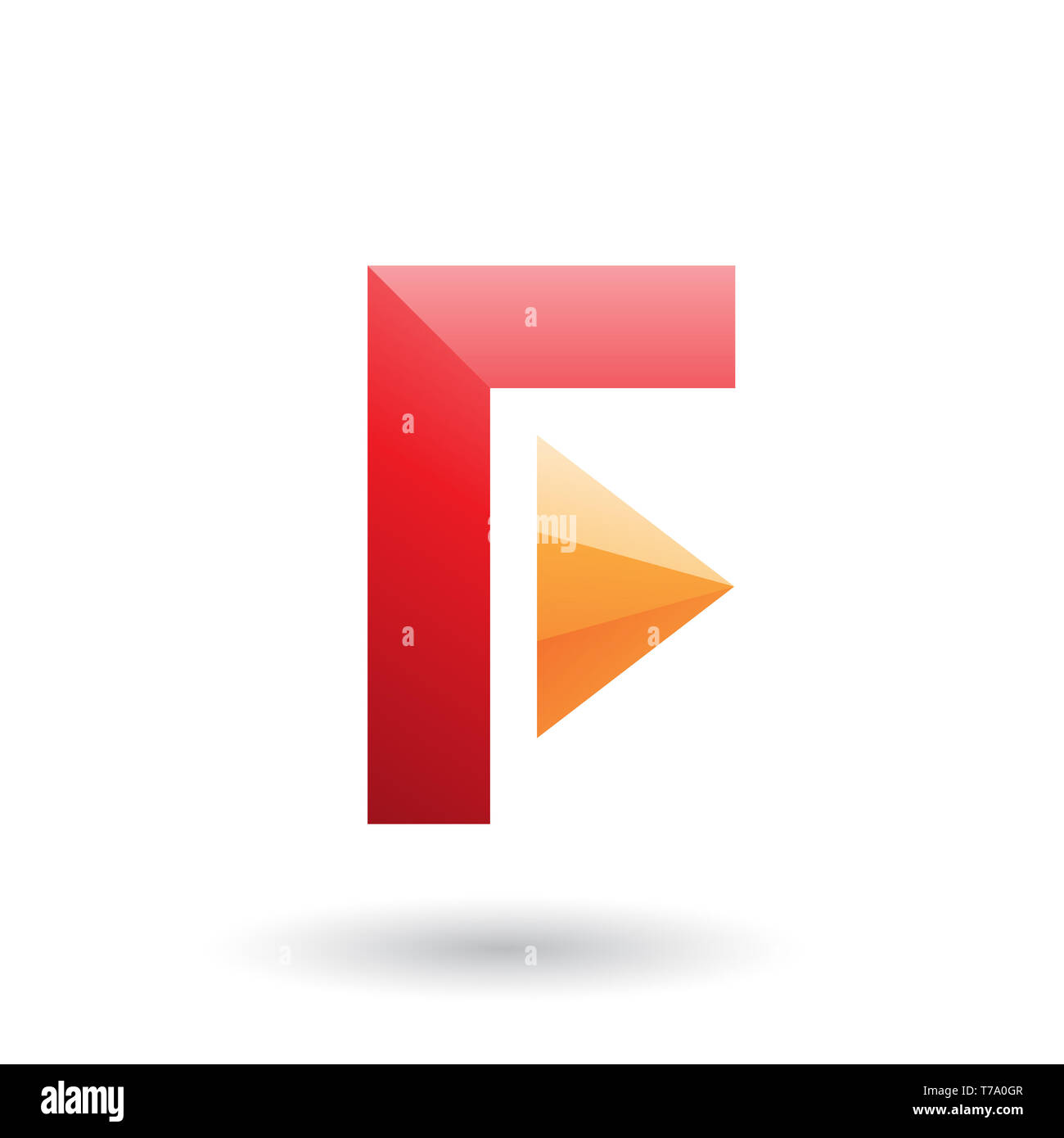 Vector Illustration of a Red Icon of Letter F with a Triangle isolated ...