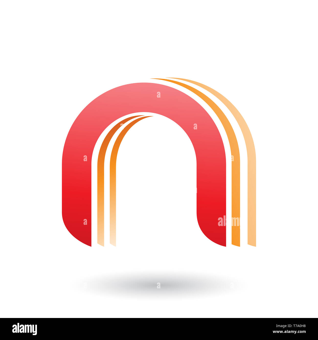 Vector Illustration of a Red Layered Icon for Letter N isolated on a ...