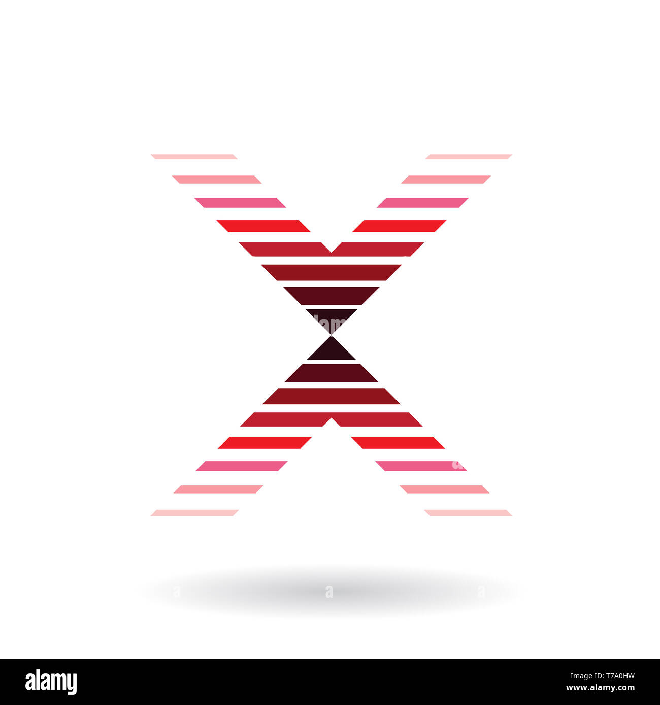 Vector Illustration of a Red Striped Icon for Letter X isolated on a ...