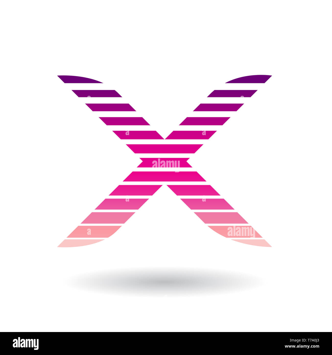 Vector Illustration of a Rounded Striped Magenta Icon for Letter X ...
