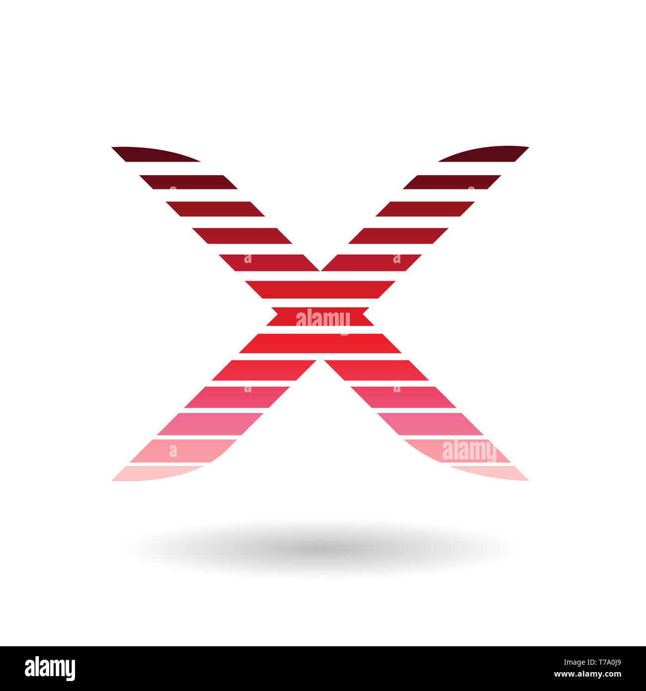 Vector Illustration of a Rounded Striped Red Icon for Letter X Stock ...